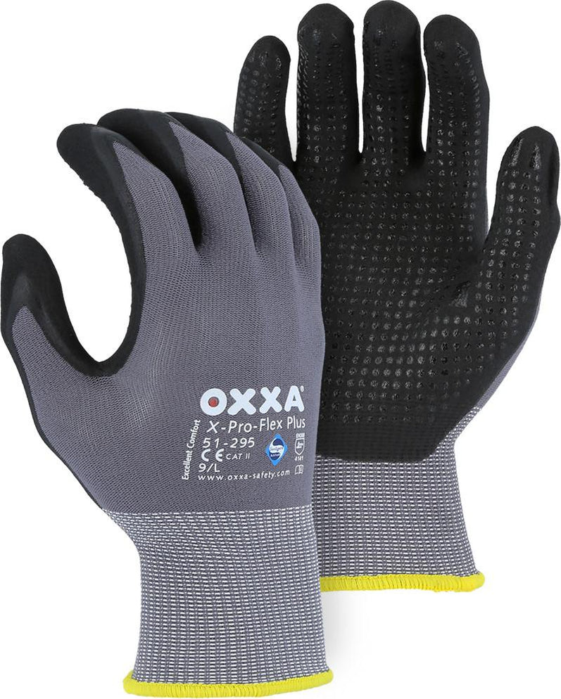 Majestic 51-295 OXXA X-Pro Flex Gloves Micro Foam Nitrile Palm Coating ...