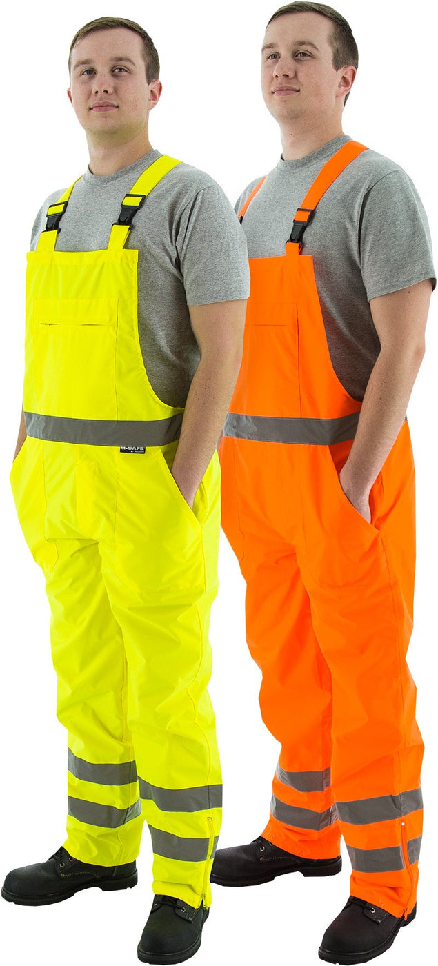Majestic 75-2353 Hi Vis Yellow ANSI Class E Rain Bibs Inside Coating — Global Construction Supply