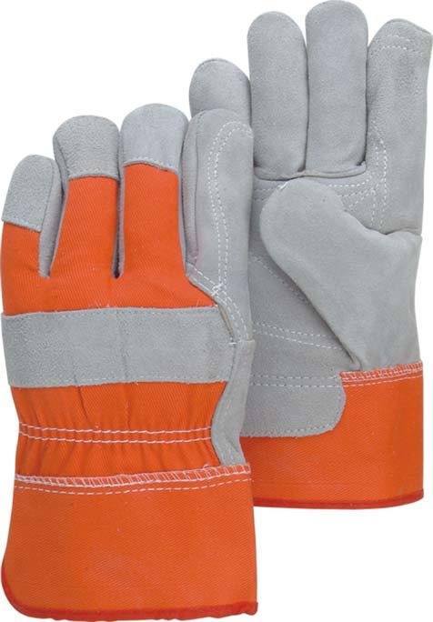 Majestic 2501CDP Hi Vis Back & Cuff Split Cowhide Leather Work Gloves ...
